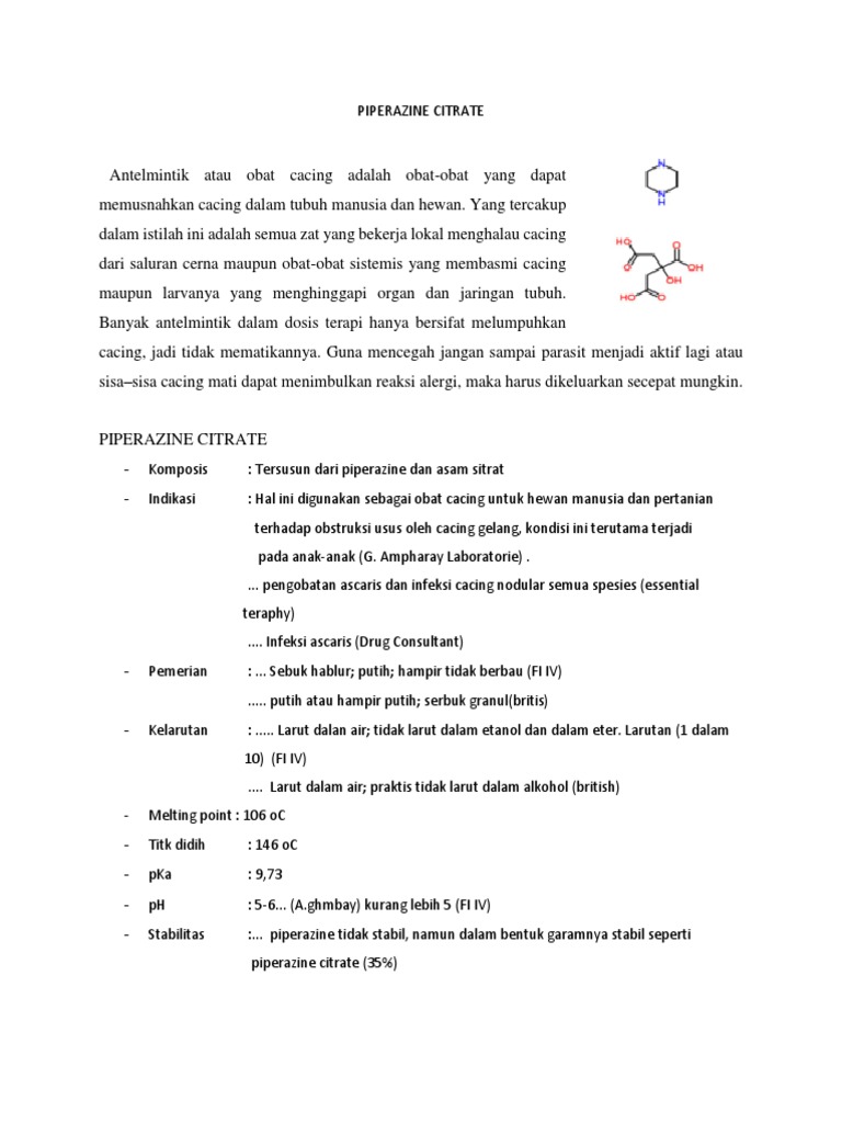 PIPERAZINE CITRATE Base Date | PDF