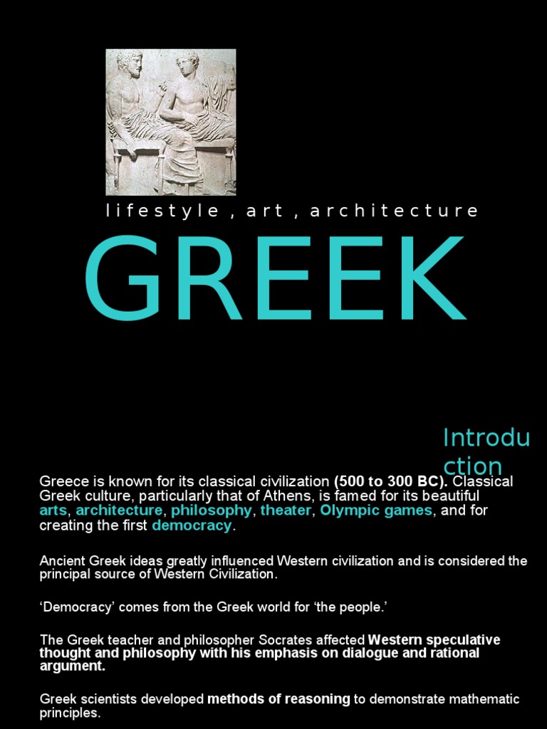 Greek: Lifestyle, Art, Architecture | PDF | Ancient Greece | Column