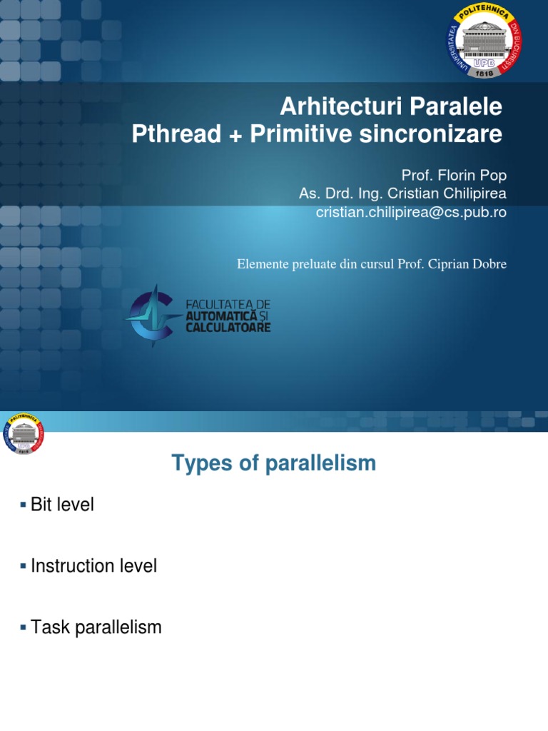 02 - Pthread+primitive Sincronizare PDF | PDF | Concurrent Computing | Computing