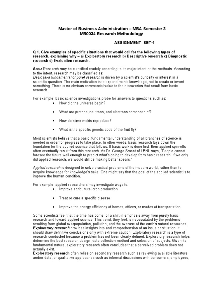 Types of Research in MBA Studies | PDF | Correlation And Dependence ...
