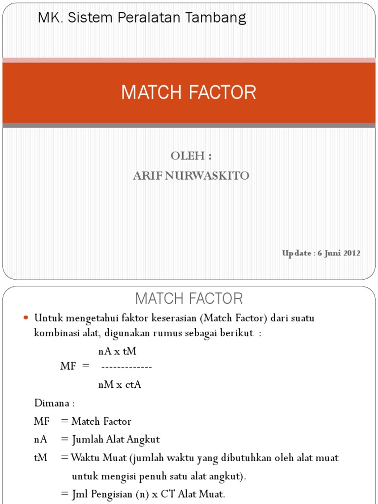 10 - Match Factor | PDF | Metode & Bahan Ajar