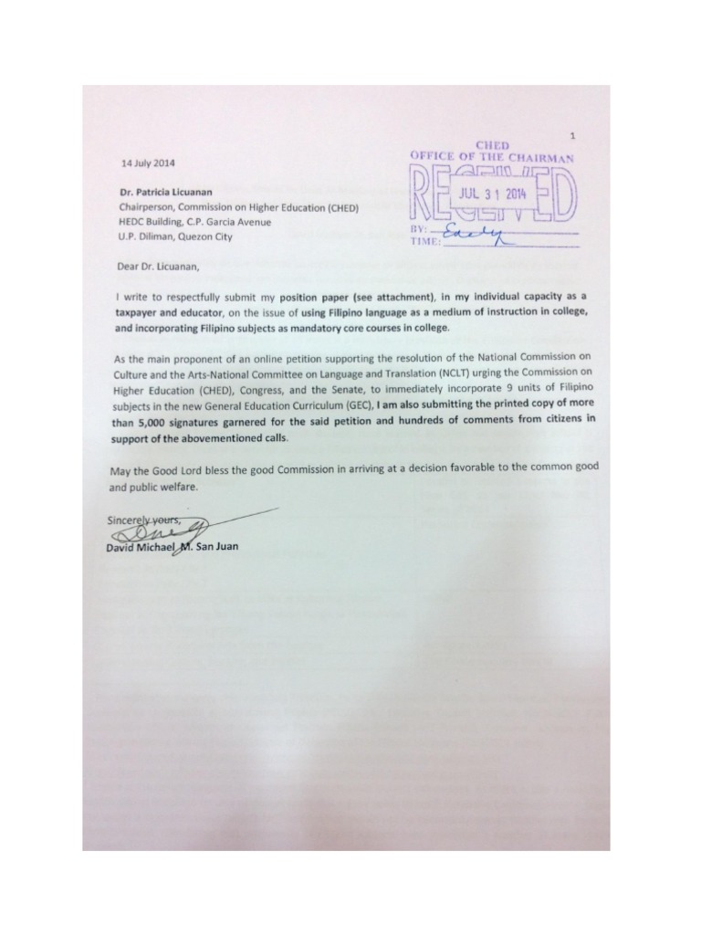 Position Paper Filipino Language Culture | PDF | Curriculum | Human ...