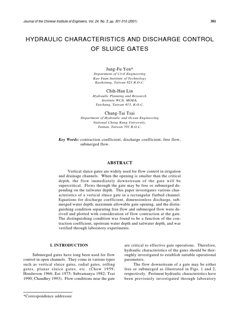 Sluice Gate Hydraulic Analysis | PDF | Fluid Dynamics | Experiment