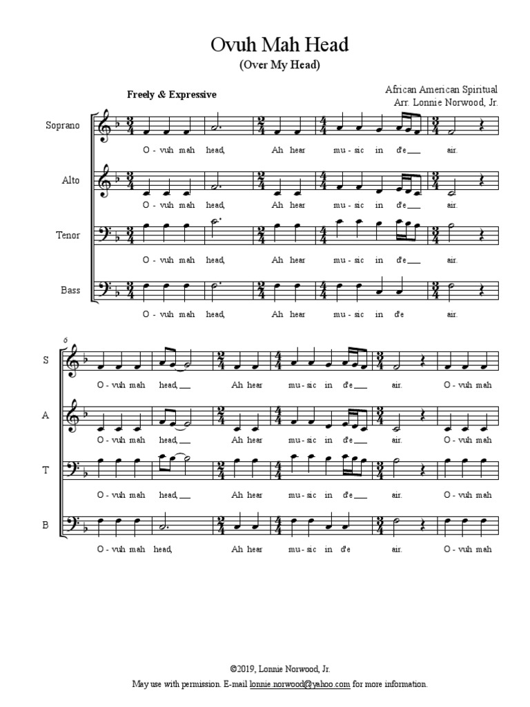 Over My Head SATB | PDF | Choral Music | Vocal Music