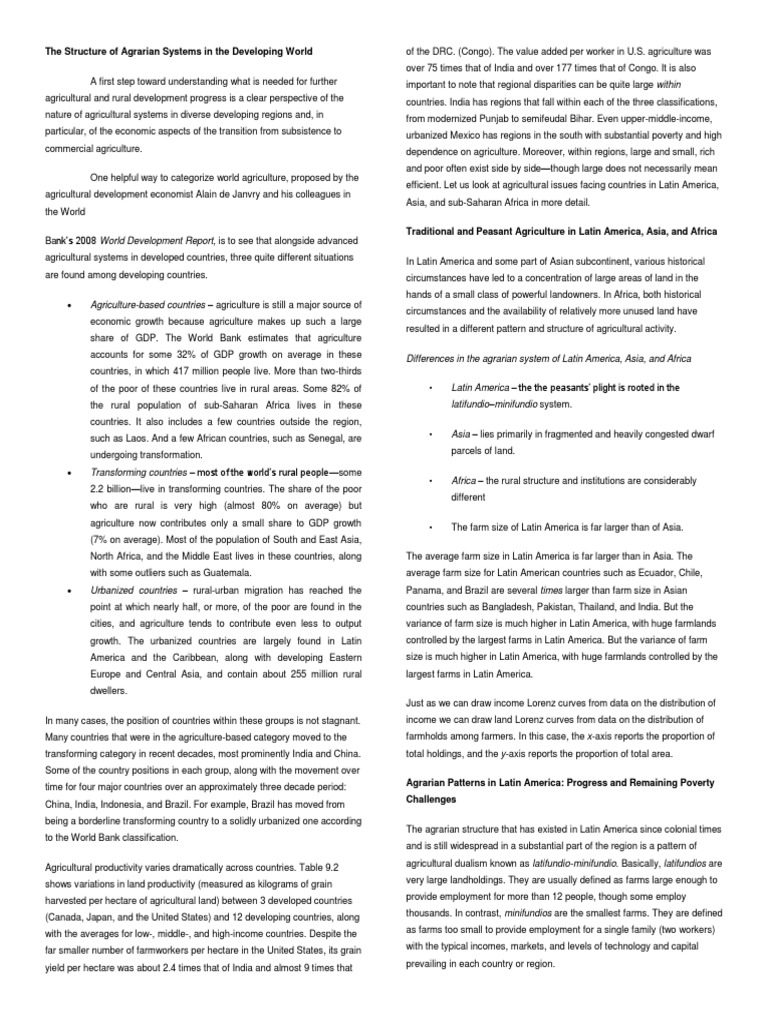 The Structure of Agrarian Systems in The Developing World | PDF | Farms ...