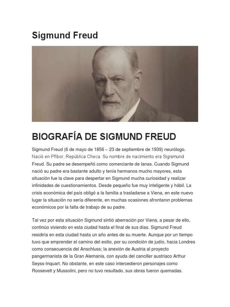 Datos Biográficos De Sigmund Freud – UWJT