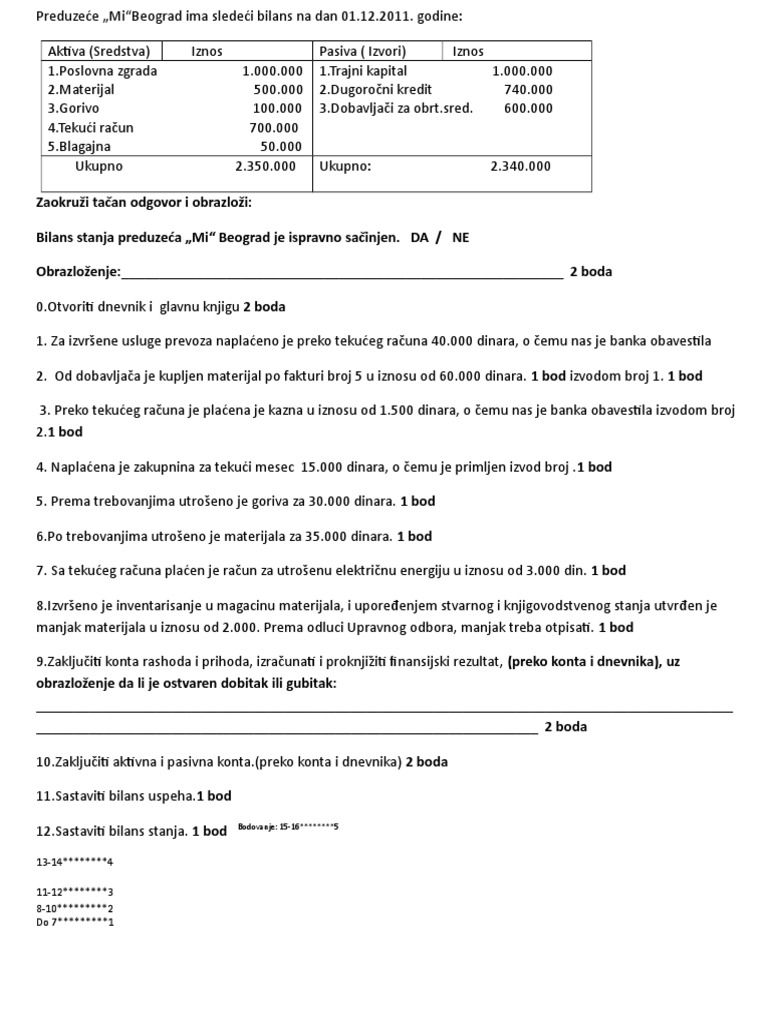 Zadaci Za Vezbu Prihodi I Rashodi Pred Pismeni | PDF