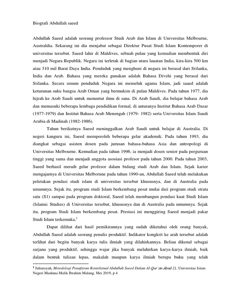 Biografi Abdullah Saeed | PDF
