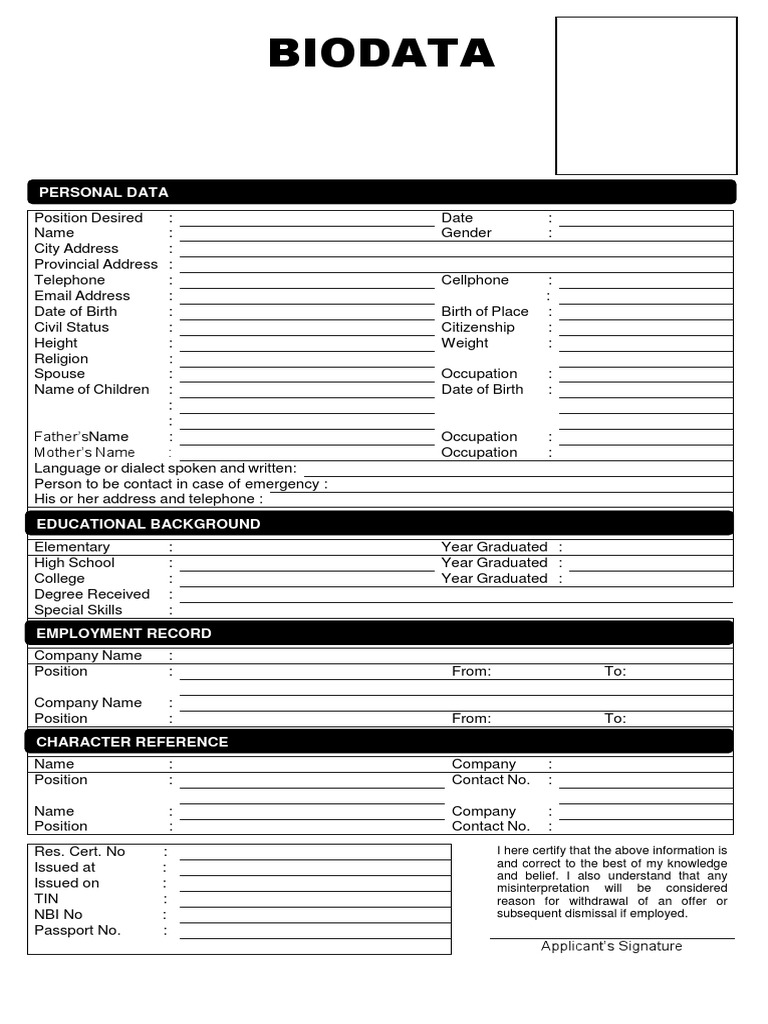 BIODATA Format | PDF | Career & Growth | Politics