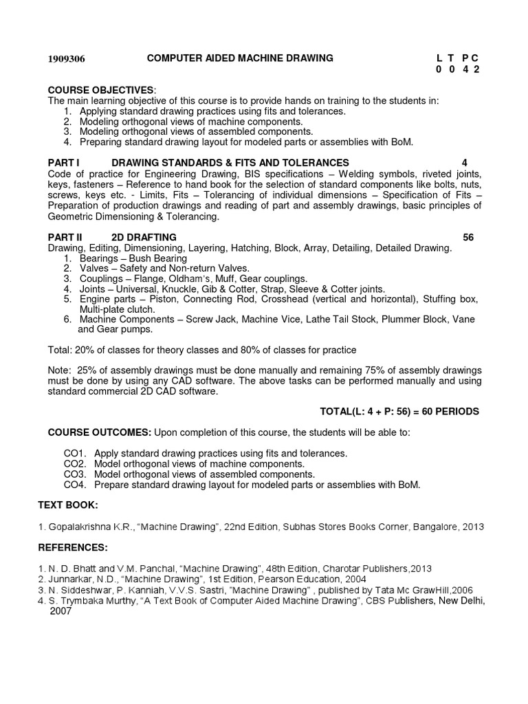 Computer Aided Machine Drawing Lab Regulation 2019 Syllabus Anna ...