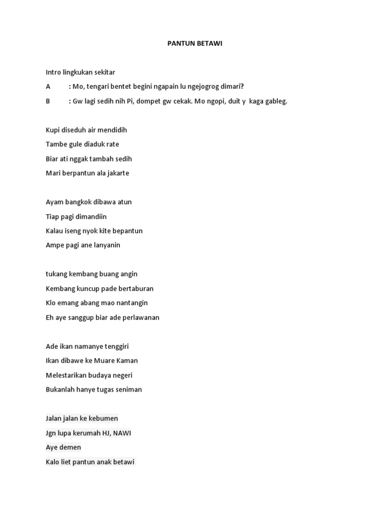 Pantun Betawi | PDF