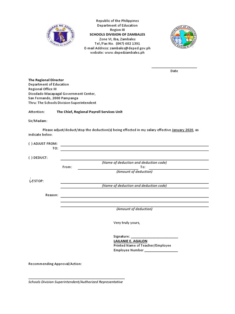 Salary Deduction Stoppage Form | PDF