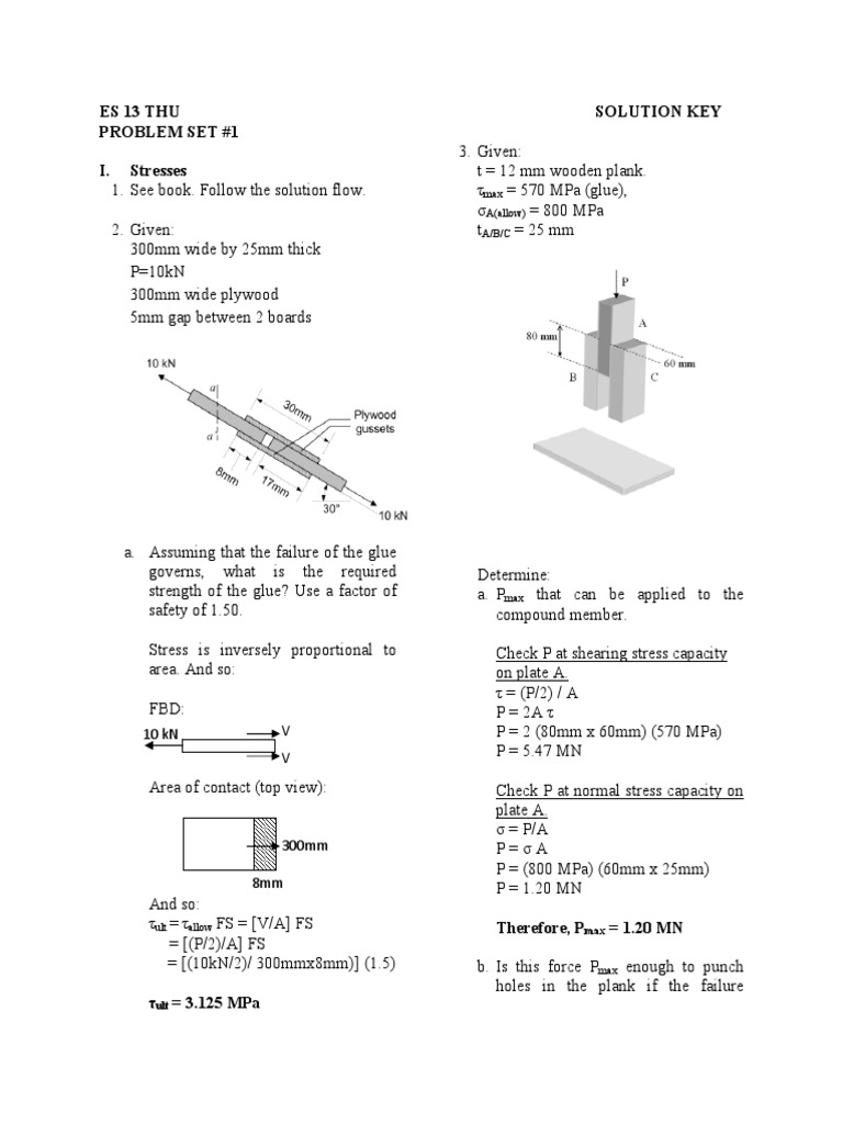 Probset 3 - 1S1213 - Ans | Download Free PDF | Young's Modulus | Stress (Mechanics)