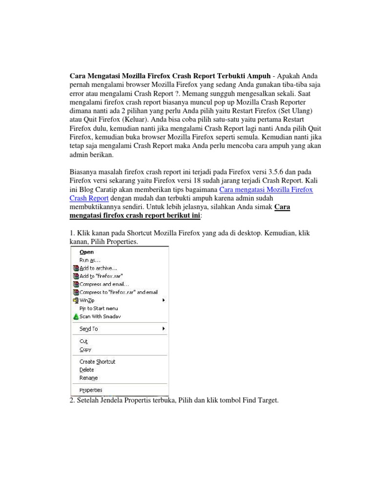 Cara Mengatasi Mozilla Firefox Crash Report | PDF
