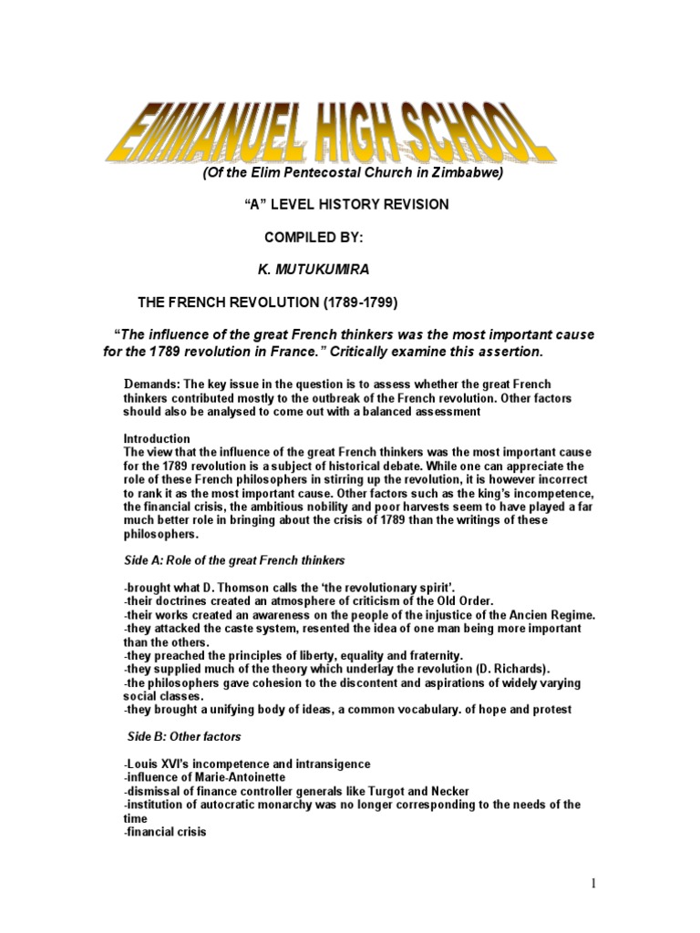 A Level History Revision PDF | PDF | French Revolution | Reign Of Terror