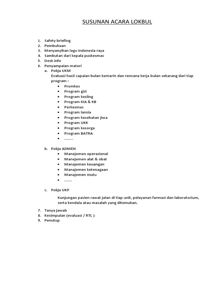 Susunan Acara Lokbul | PDF
