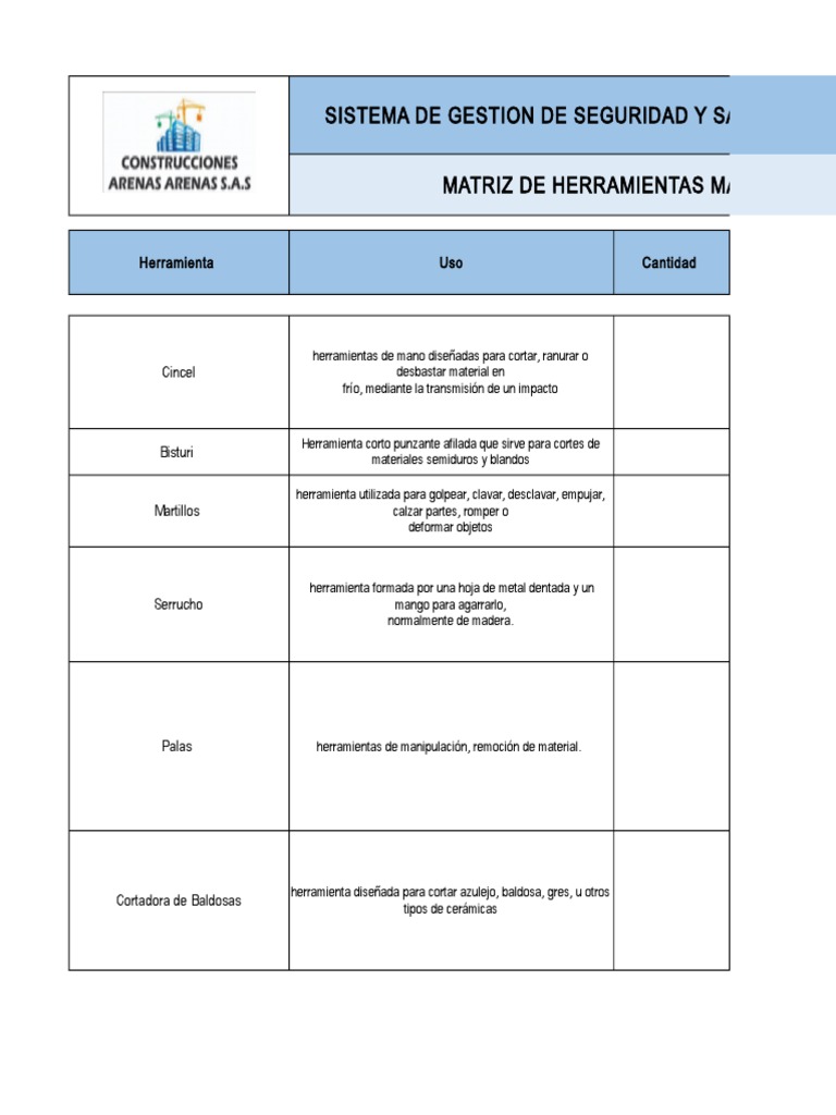 Matriz de Herramientas | PDF | Herramientas | Naturaleza