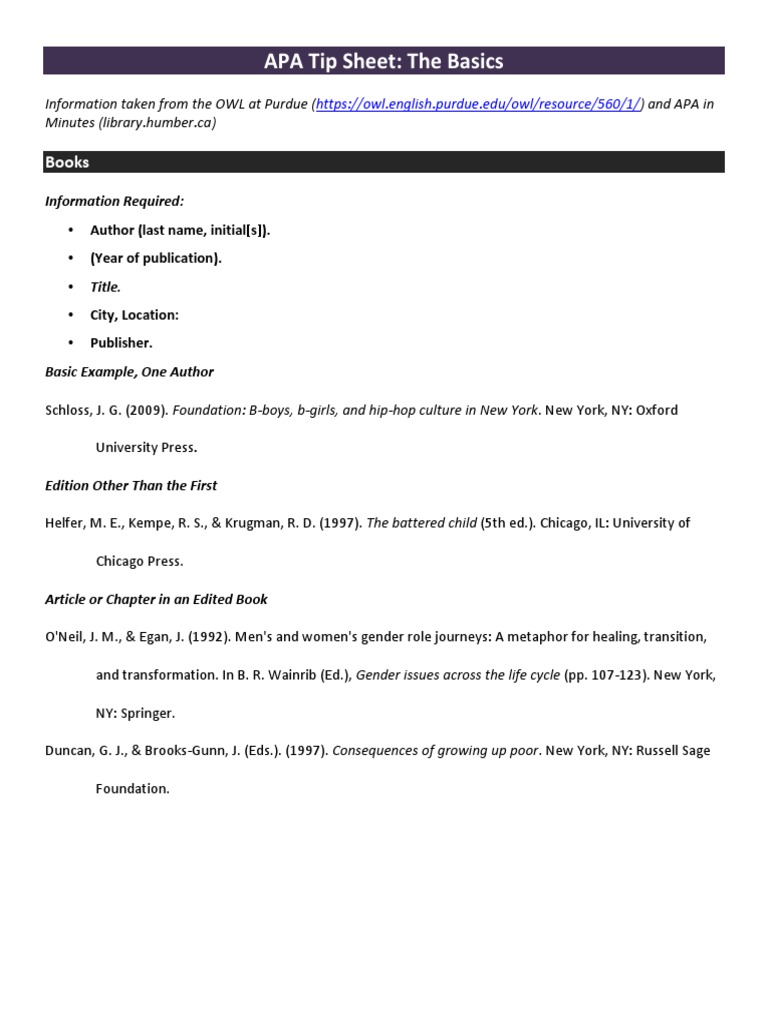 Tip Sheet APA | Download Free PDF | Citation | Apa Style