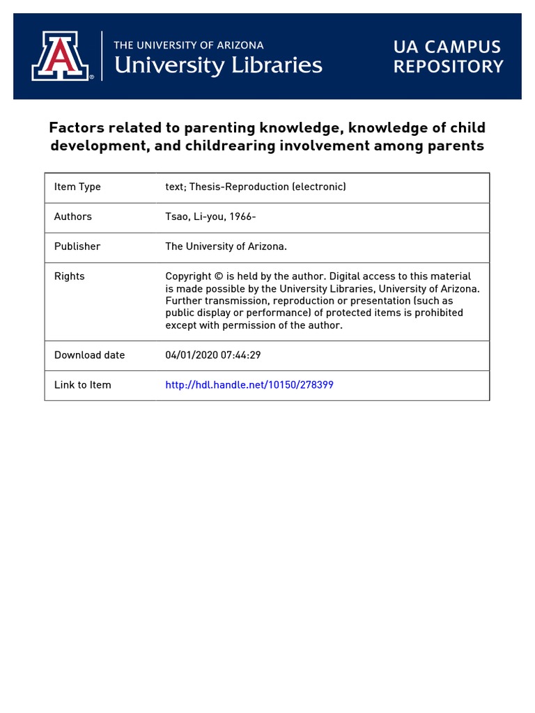 Factors Related To Parenting Knowledge Knowledge Of Child Development