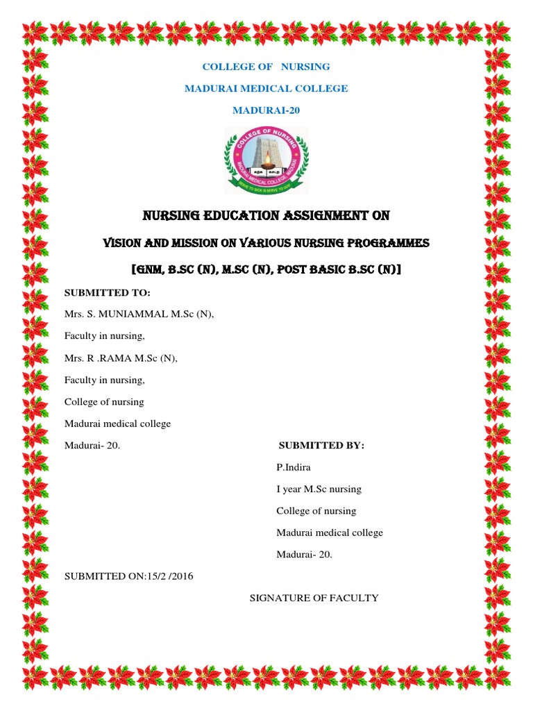 Vision and Mission Statements for Various Nursing Programmes: An ...