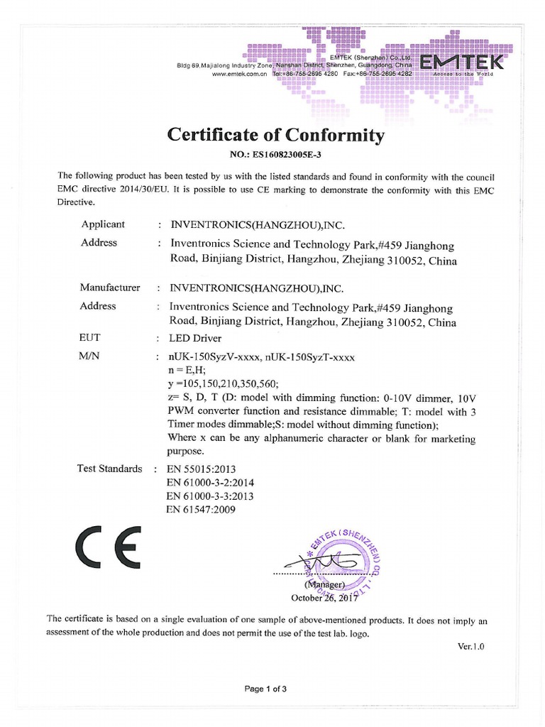 EMC Cert EUP-150W EUK-150W HUK-150W | PDF
