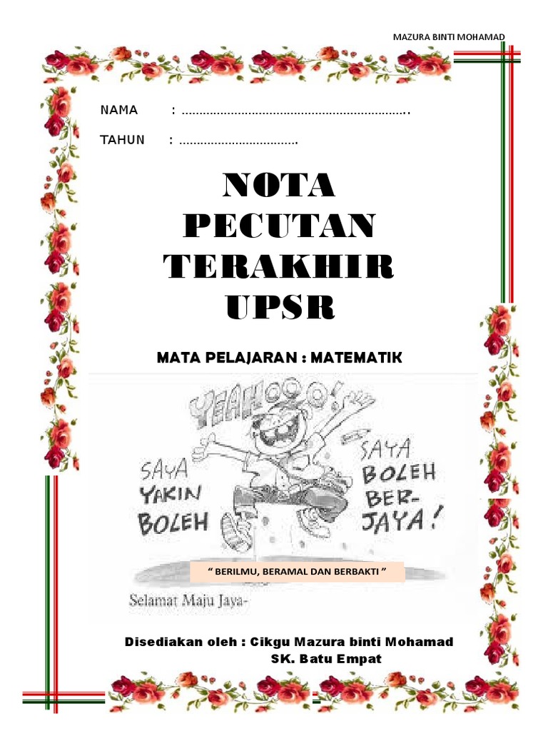 NOTA MATEMATIK UPSR - Cikgu Mazura PDF | PDF