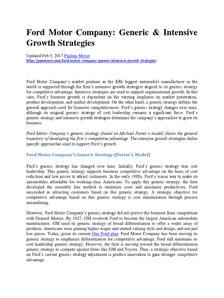 Ford Motor Company Strategy and Mission | PDF | Ford Motor Company ...