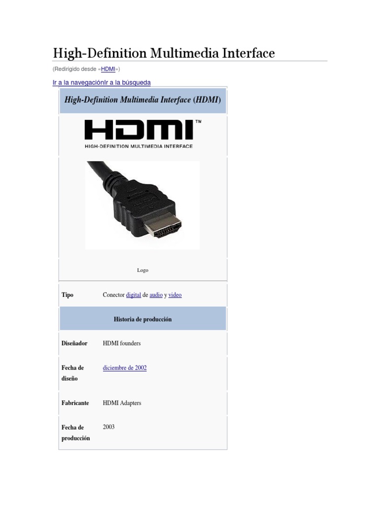 Hdmi Historia | PDF | Hdmi | Tecnología de pantalla
