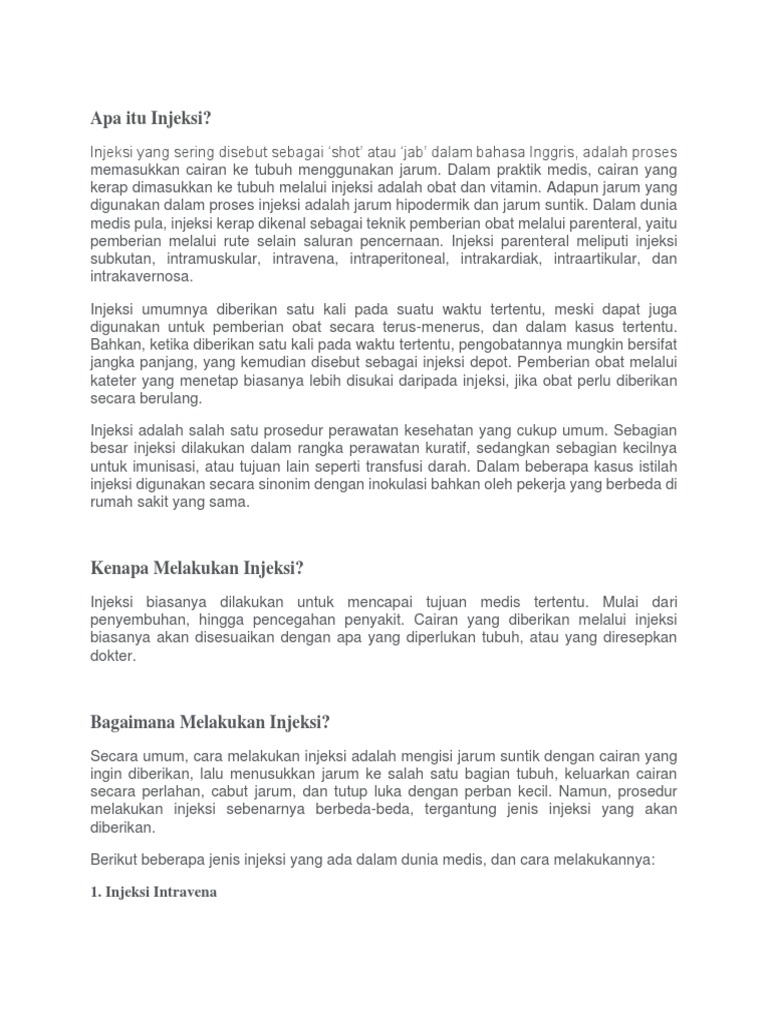 Apa Itu Injeksi | PDF