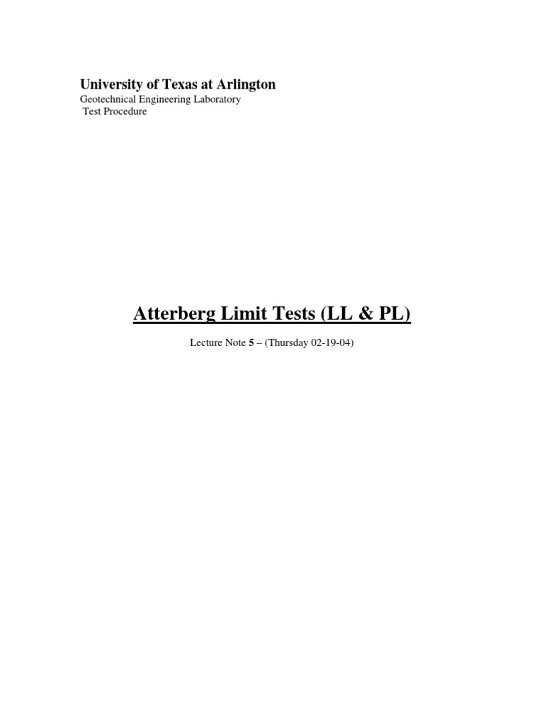 Atterberg Limit Test | PDF | Natural Materials | Materials