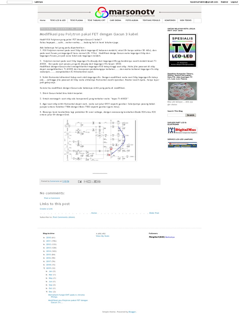 MARSONOTV - Modifikasi Psu Polytron Pakai FET Dengan Gacun 3 Kabel | PDF