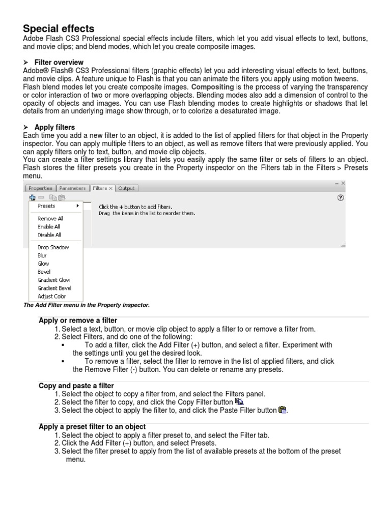 Lecture - Special Effects | PDF | Adobe Flash | Shadow