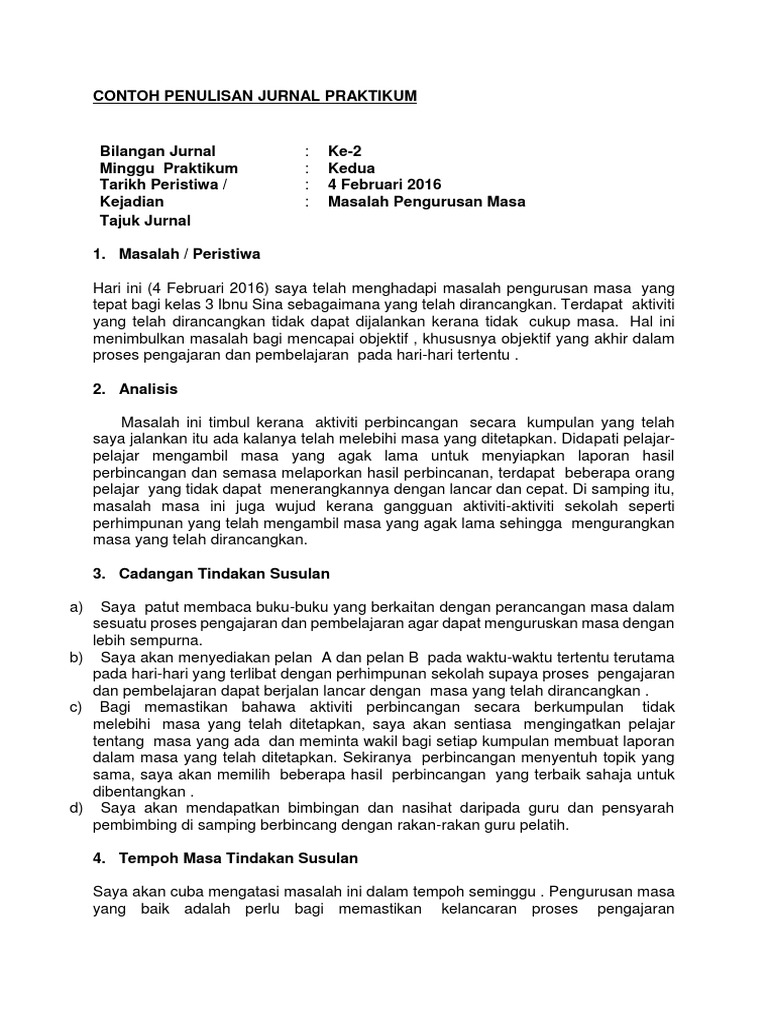 Contoh Penulisan Jurnal Praktikum | PDF