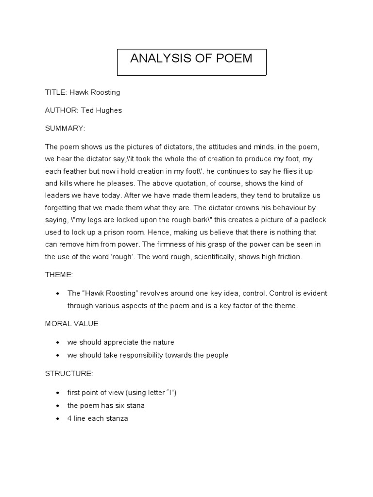 Analysis Poems | PDF | Poetry
