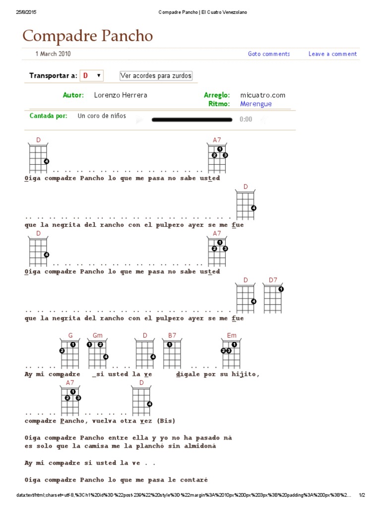 Compadre Pancho - El Cuatro Venezolano | PDF