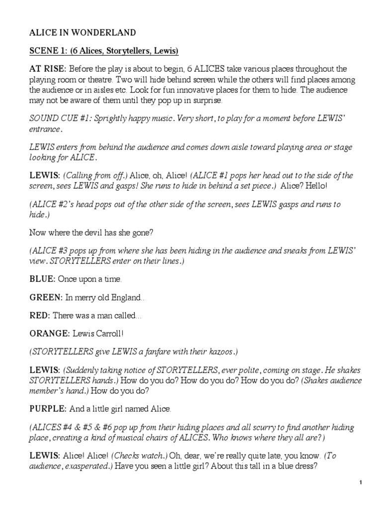 Alice in Wonderland Revised Script PDF | PDF | Art | Poetry
