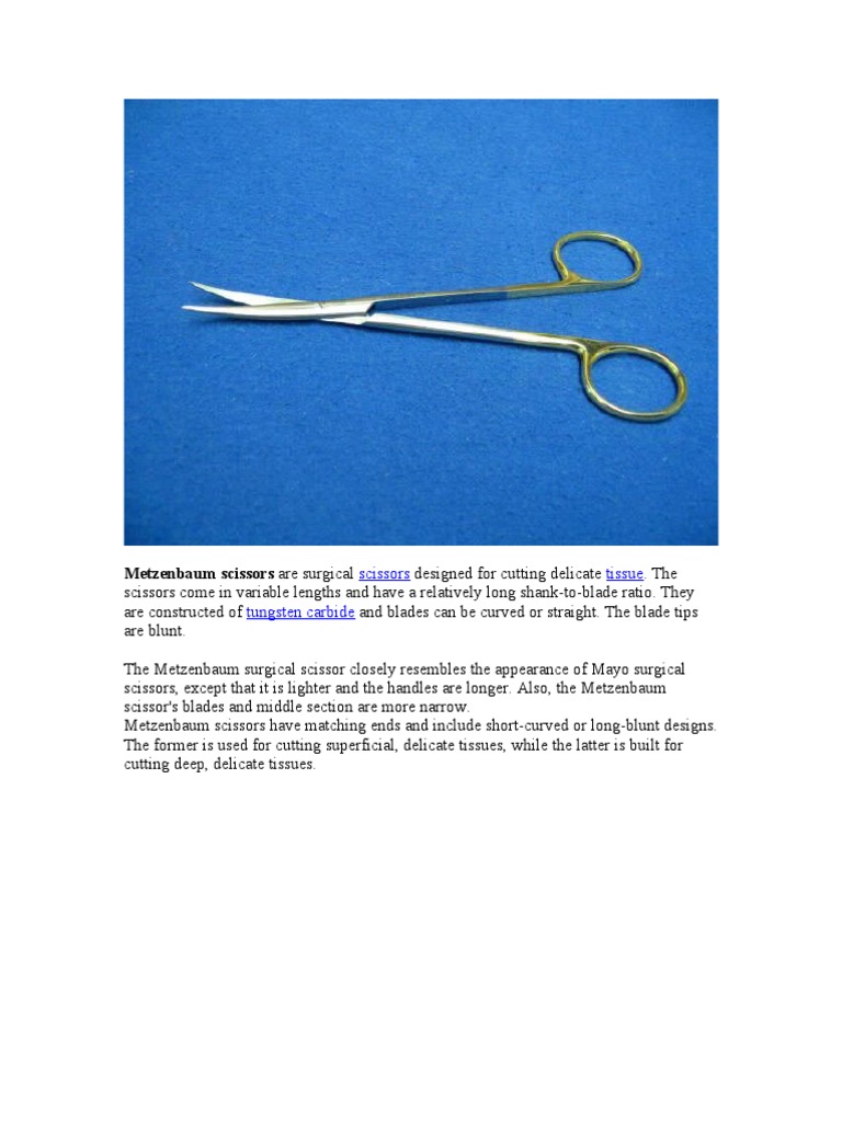 Metzenbaum Scissors Are Surgical: Scissors Tissue Tungsten Carbide ...