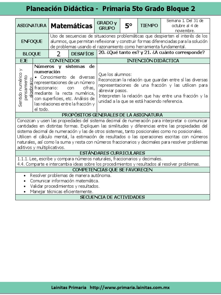Plan 5to Grado - Bloque 2 Matemáticas (2016-2017) | PDF | Fracción (Matemáticas) | Triángulo