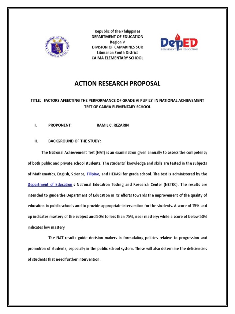 Action Research Proposal | PDF | Teachers | State School