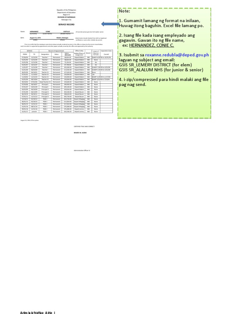 Sample Service Record | PDF | Social Institutions | Social Science