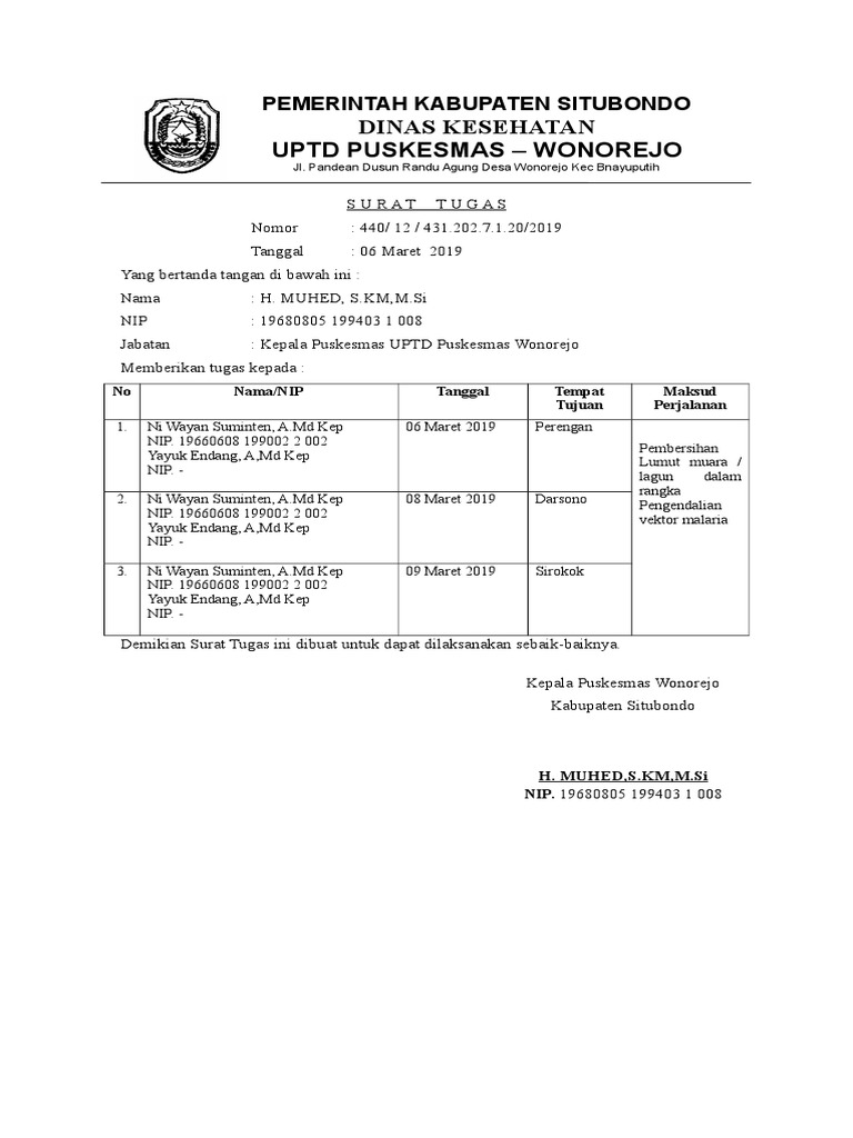 Surat Tugas Bok | PDF