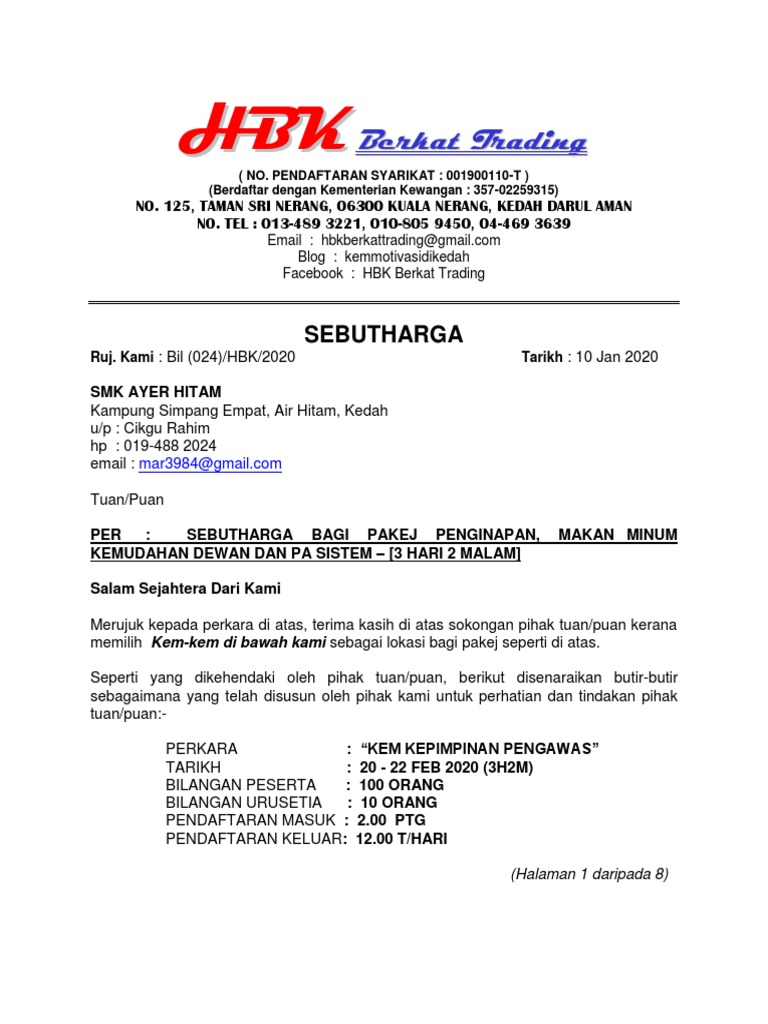 HBK.2020-024 - (3H2M) - SMK Ayer Hitam Simpang Empat Ayer Hitam Kedah (20 - 22 Feb 2020) | PDF