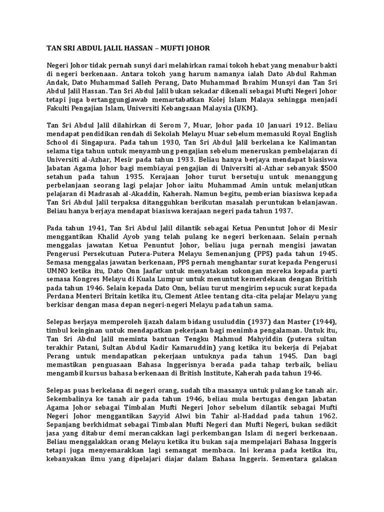 Tan Sri Abdul Jalil Hassan | PDF