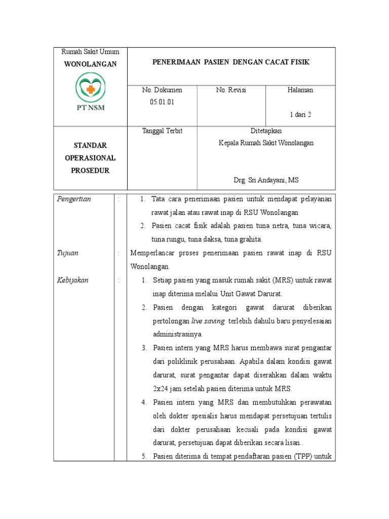 13.protap Penerimaan Pasien Baru Di Icu | PDF