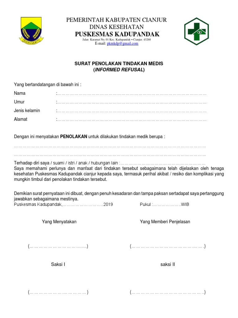 Surat Penolakan Tindakan Medis | PDF