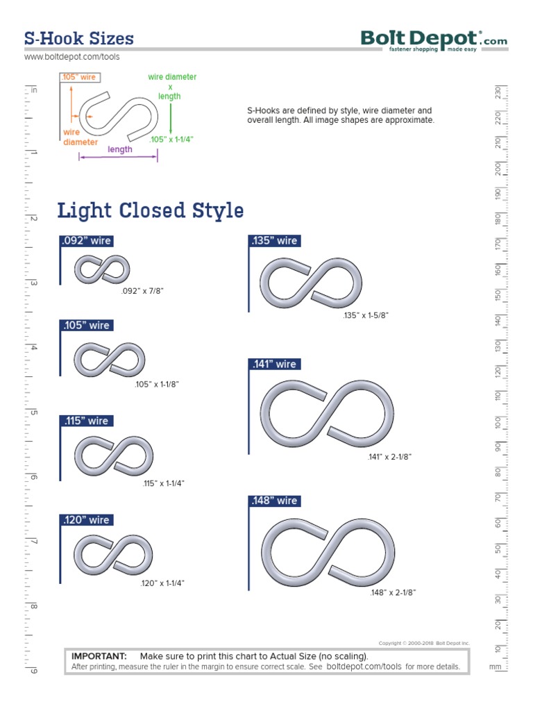 S Hook Sizes | PDF