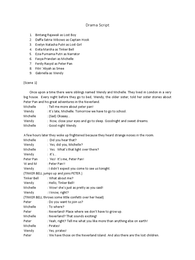 Drama Script | PDF | Peter Pan | Neverland