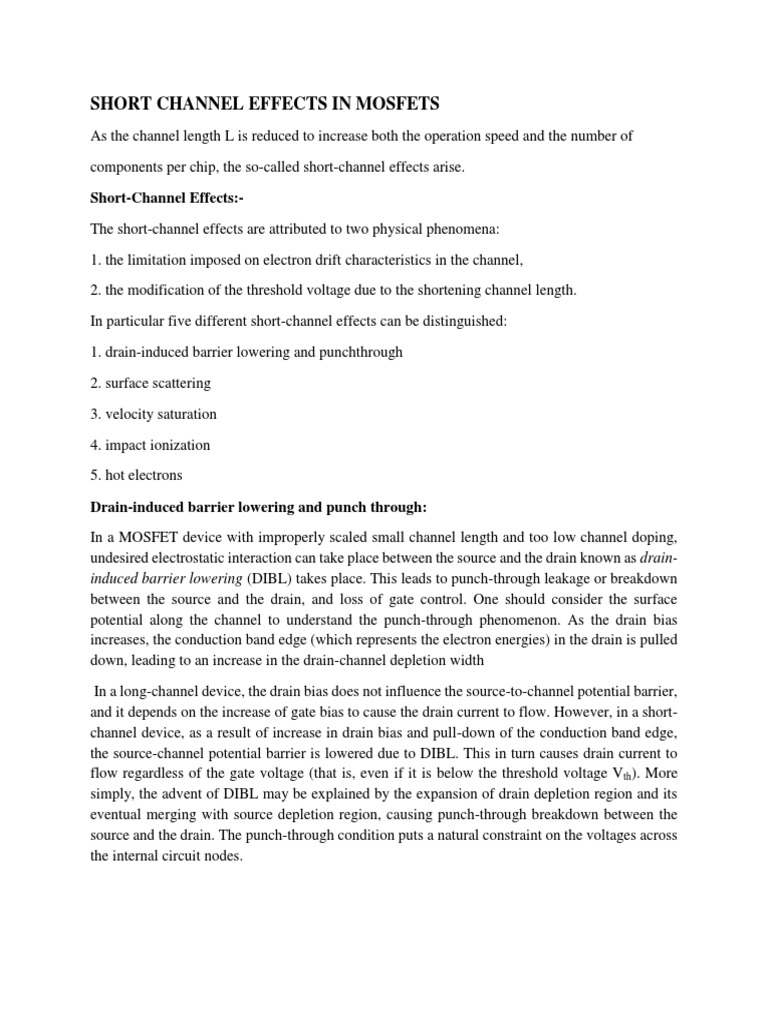 Understanding MOSFET Short Channel Effects | PDF | Field Effect ...