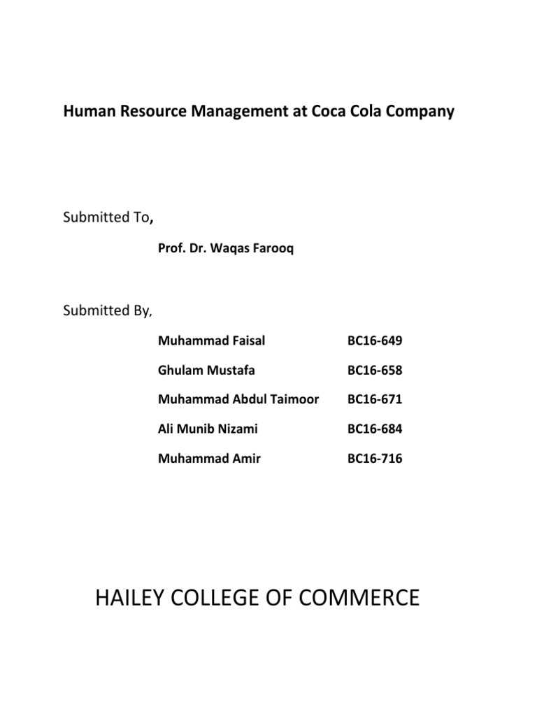 HR Coca Cola | PDF | Recruitment | Human Resource Management