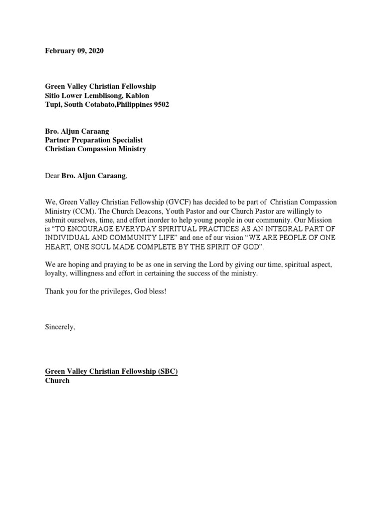 Letter of Intent 2020 II | PDF | Wellness | Religion & Spirituality
